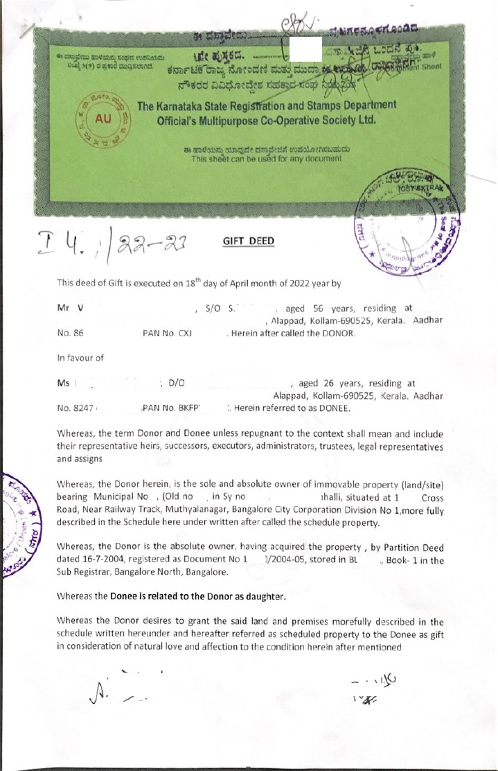 What Is Gift Deed How To Register Gift Deed In Karnataka PGN 