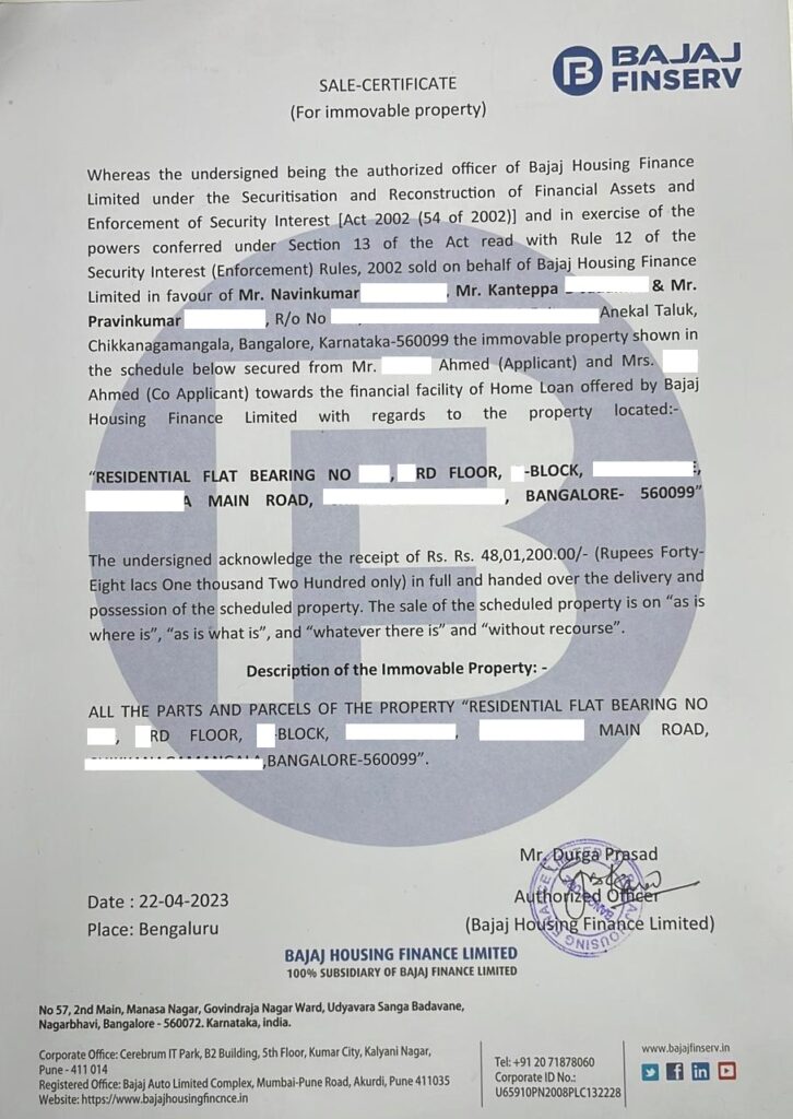 What is the sale certificate under the SARFAESI Act? How do I register ...